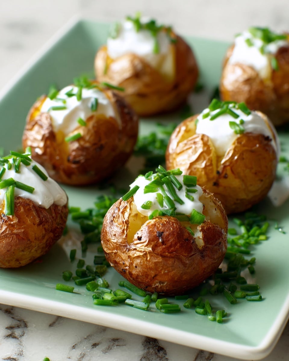 Mini Jacket Potatoes with Sour Cream and Chives - Easy & Delicious